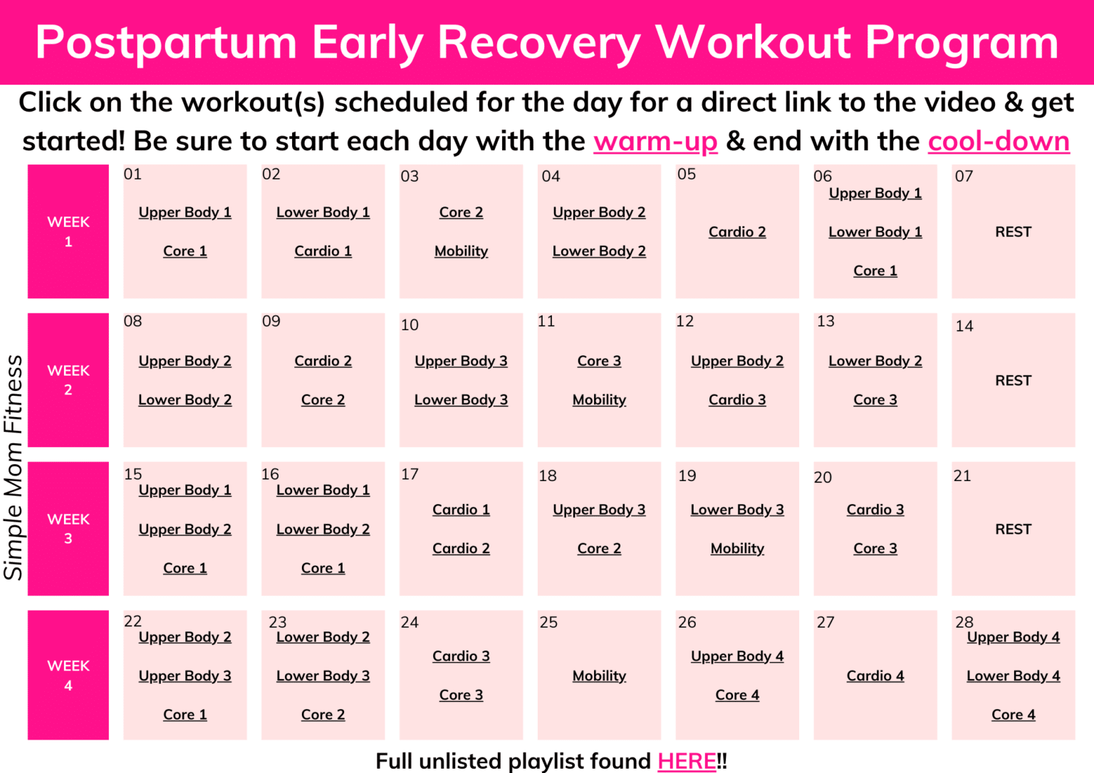 4-Week Postpartum Workout Program - Simple Mom Fitness